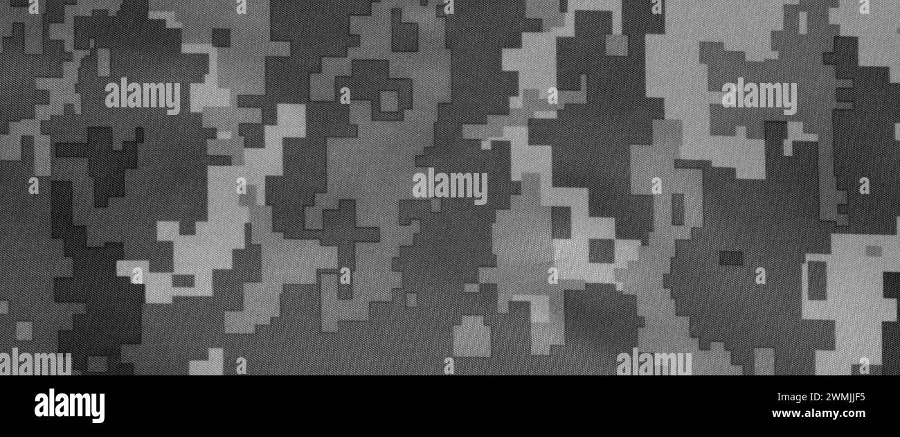 Texture of camouflage fabric as background, black and white effect ...