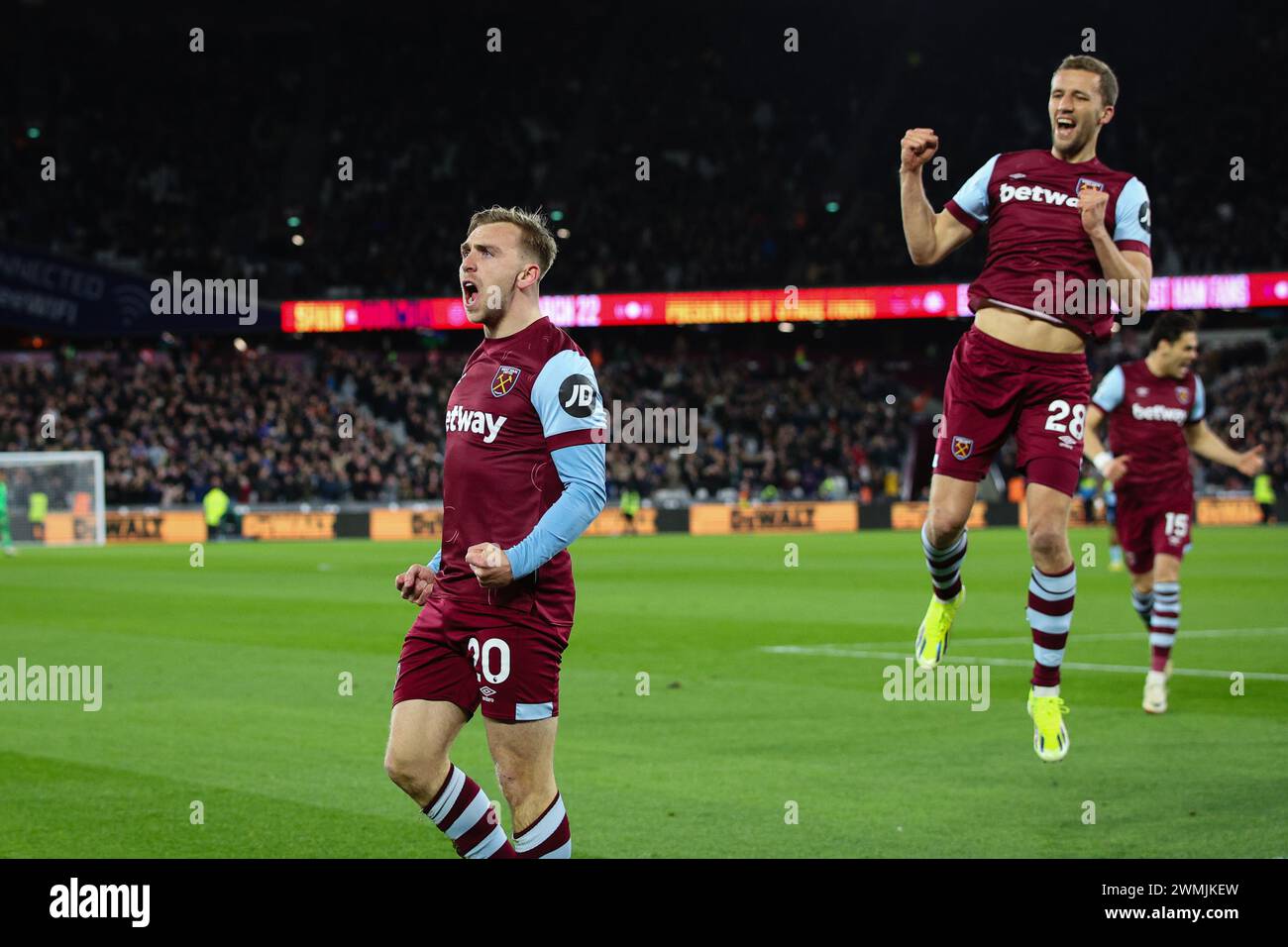 LONDON, UK - 26th Feb 2024: Jarrod Bowen of West Ham United celebrates ...