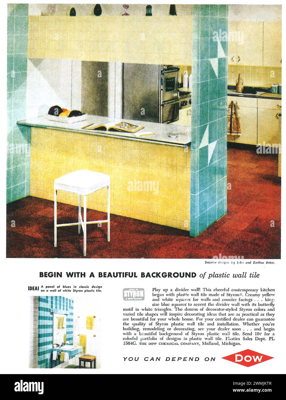 1957 Dow plastic wall tile print ad Stock Photo - Alamy