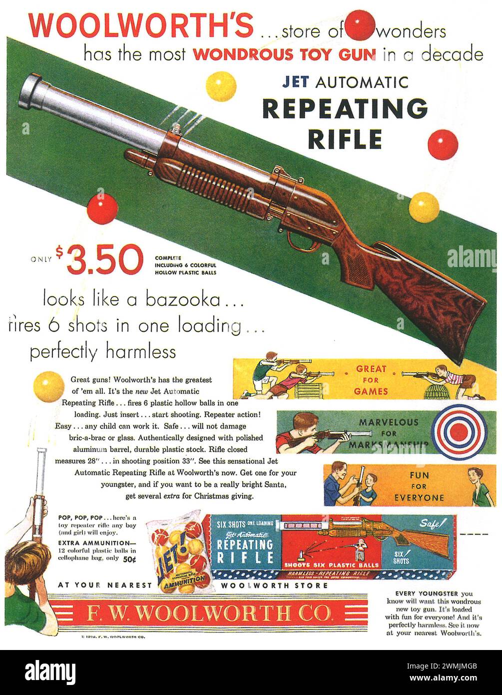 1950 F.W. Woolworth Co. Jet Automatic Repeating Rifle Print Ad Stock ...