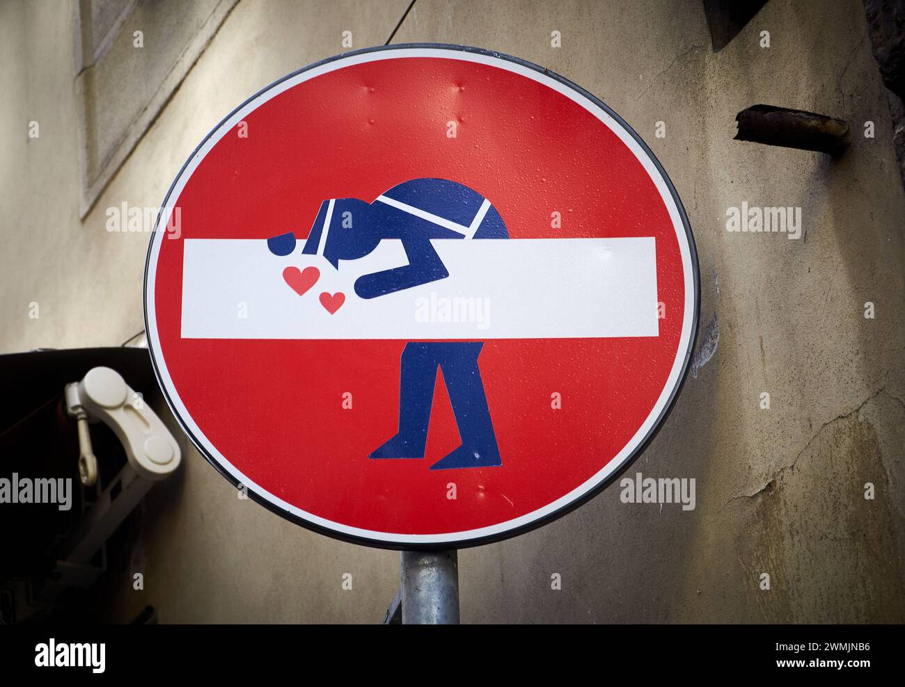 06-11-2013 Florence, Italy - A whimsical "No Entry" sign in Florence ...