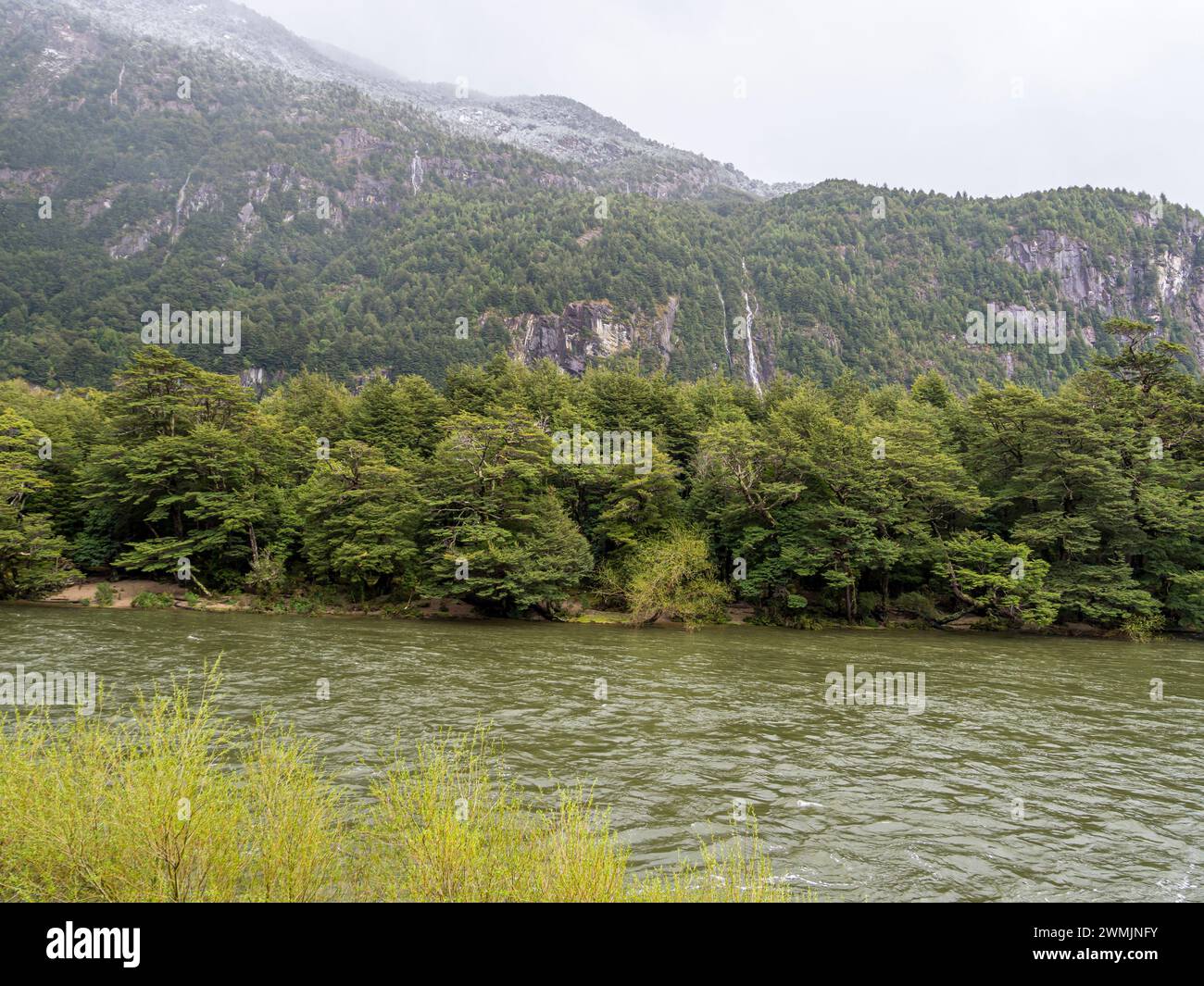 Road Carretera Austral along river Rio Cisnes ,viewpoint mirador El ...