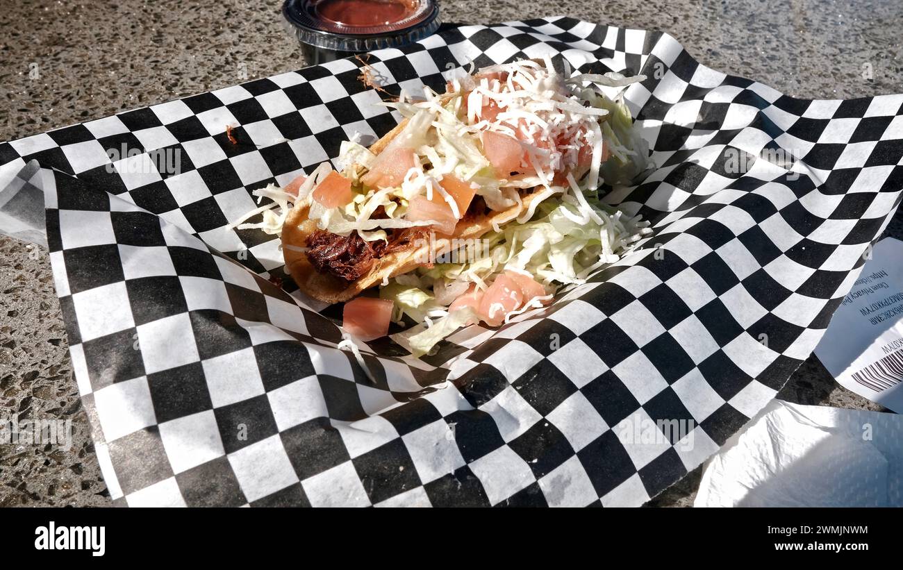 Mexican Shredded Beef Crispy Taco Take Out Stock Photo - Alamy