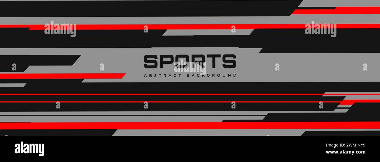 Modern sports background with horizontal red, black and gray lines ...
