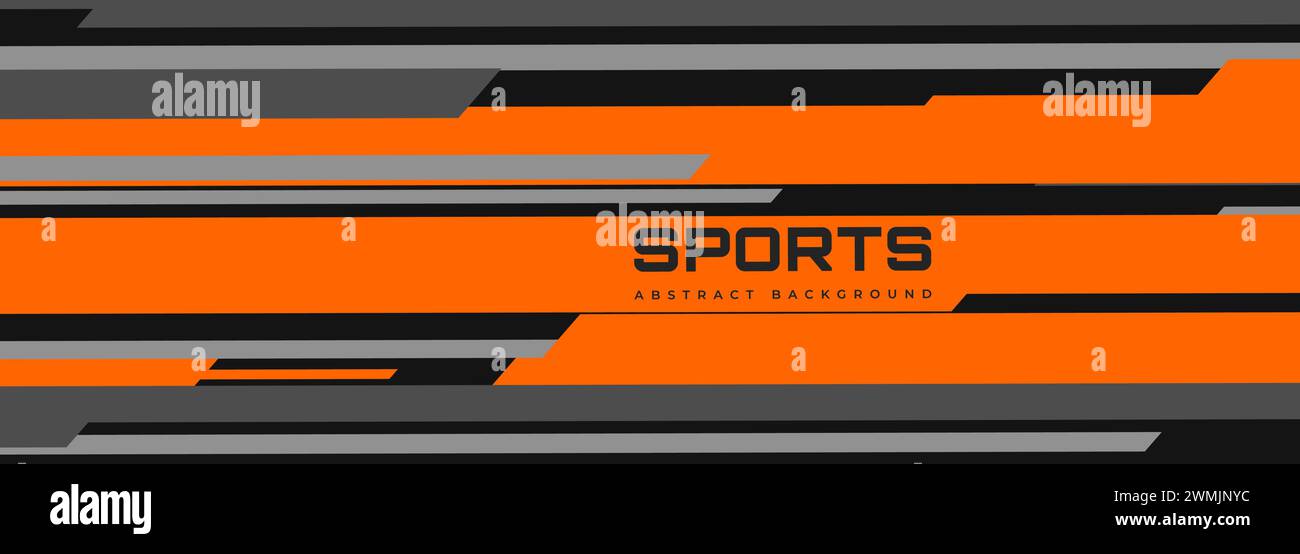 Modern sports banner design with horizontal orange, black and gray ...