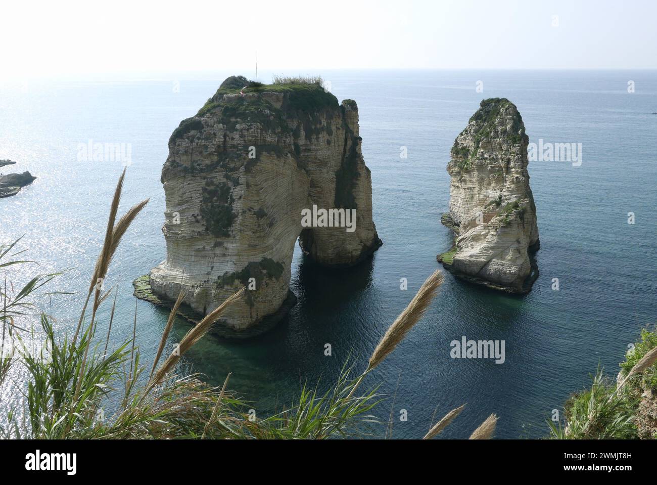 Beirut, Lebanon. 26th Feb, 2024. A shot of iconic Rauchi Rock, Beirut ...