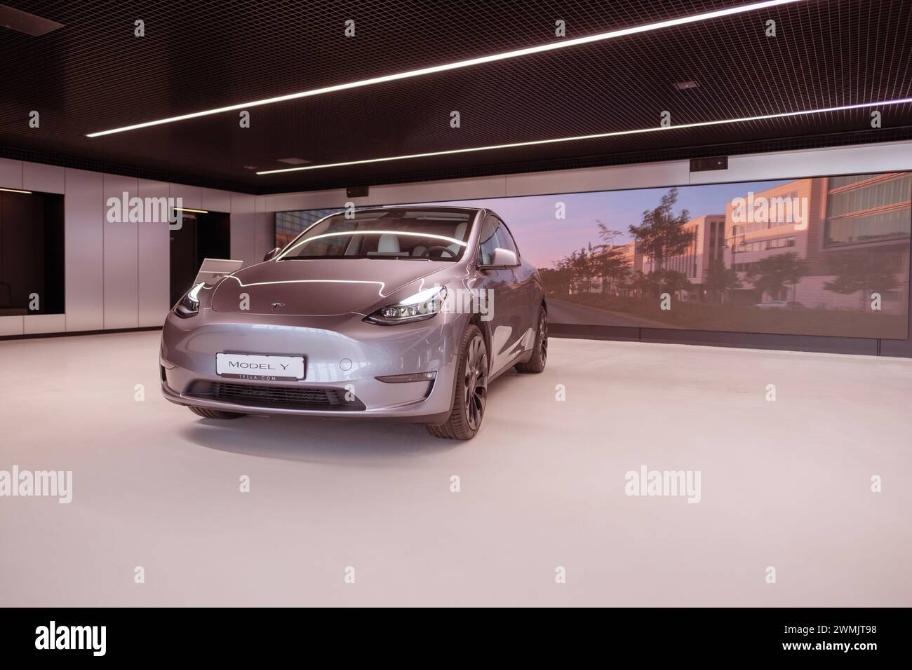 Tesla car model Y grey performance quicksilver in Studio, grey electric ...