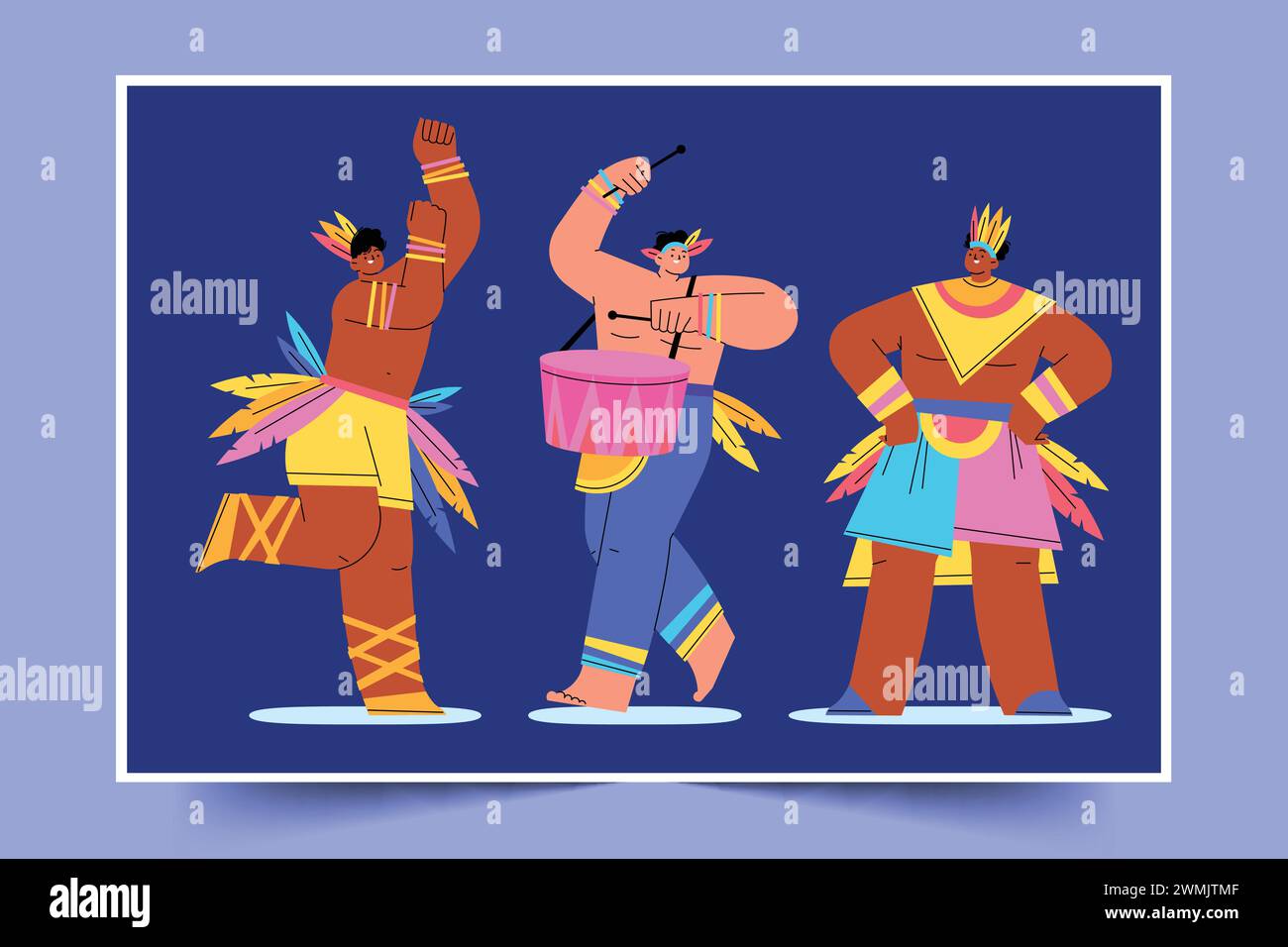 flat brazilian carnival characters collection design vector ...