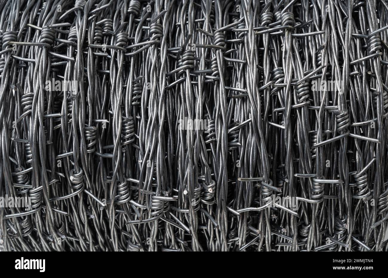 Barbed wire close-up for creating property protection fences and ...