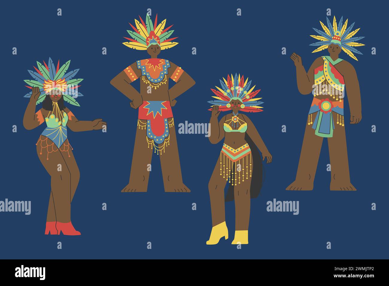 flat brazilian carnival characters collection design vector ...