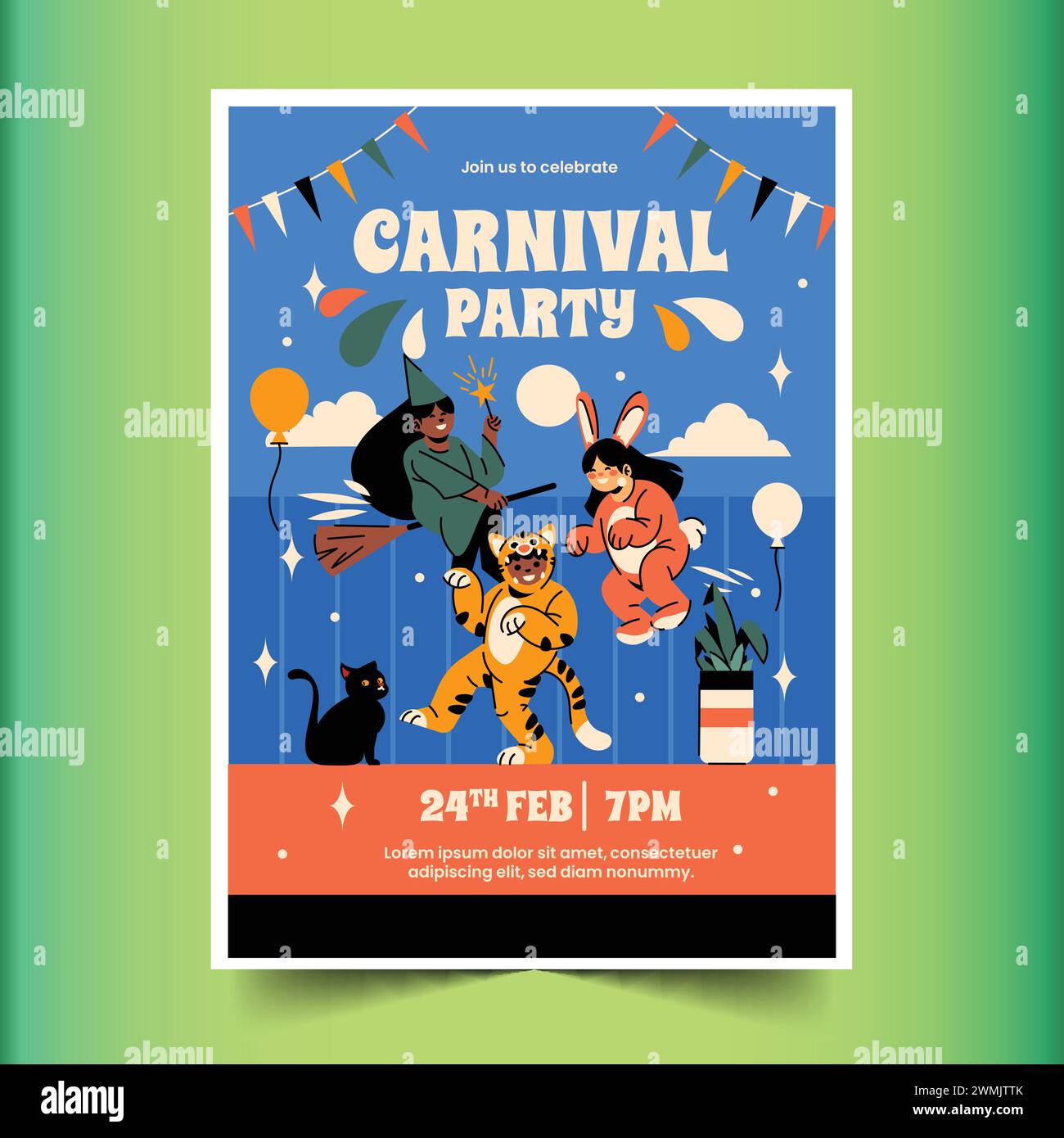 flat carnival vertical poster template design vector illustration Stock ...