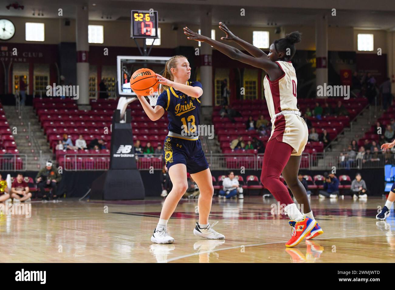 CHESTNUT HILL, MA - FEBRUARY 25: Notre Dame Fighting Irish guard Anna ...