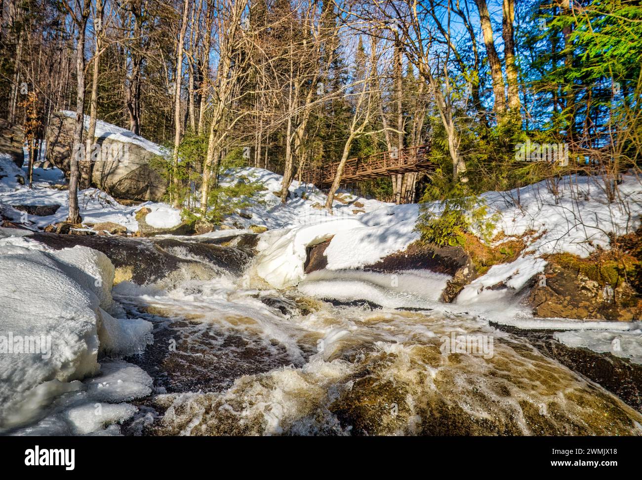 Arrowhead Provincial Park with scenic Stubbs Falls partially frozen ...