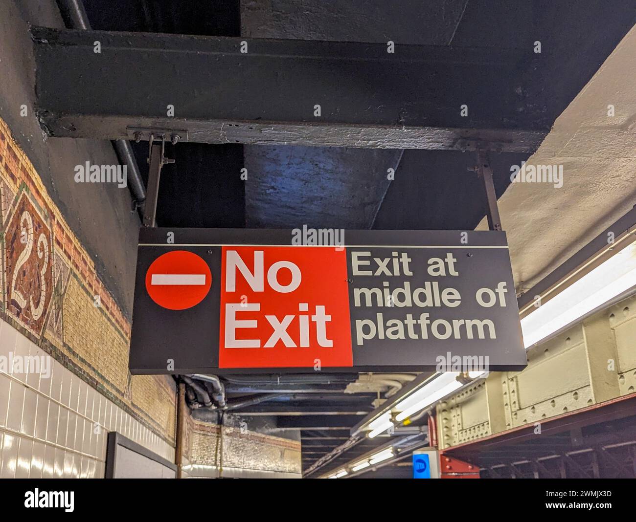 No exit sign in New York City subway station Stock Photo - Alamy