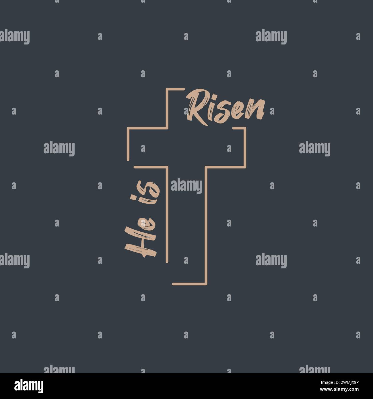 He is risen lettering with linear cross. Symbol for Resurrection of ...