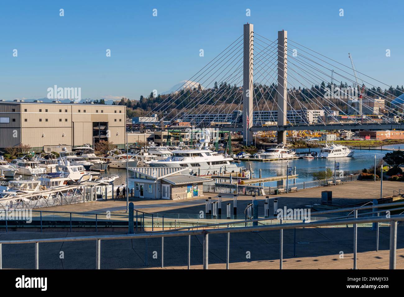 Tacoma waterfront Dock street marina and buildings Washington state ...