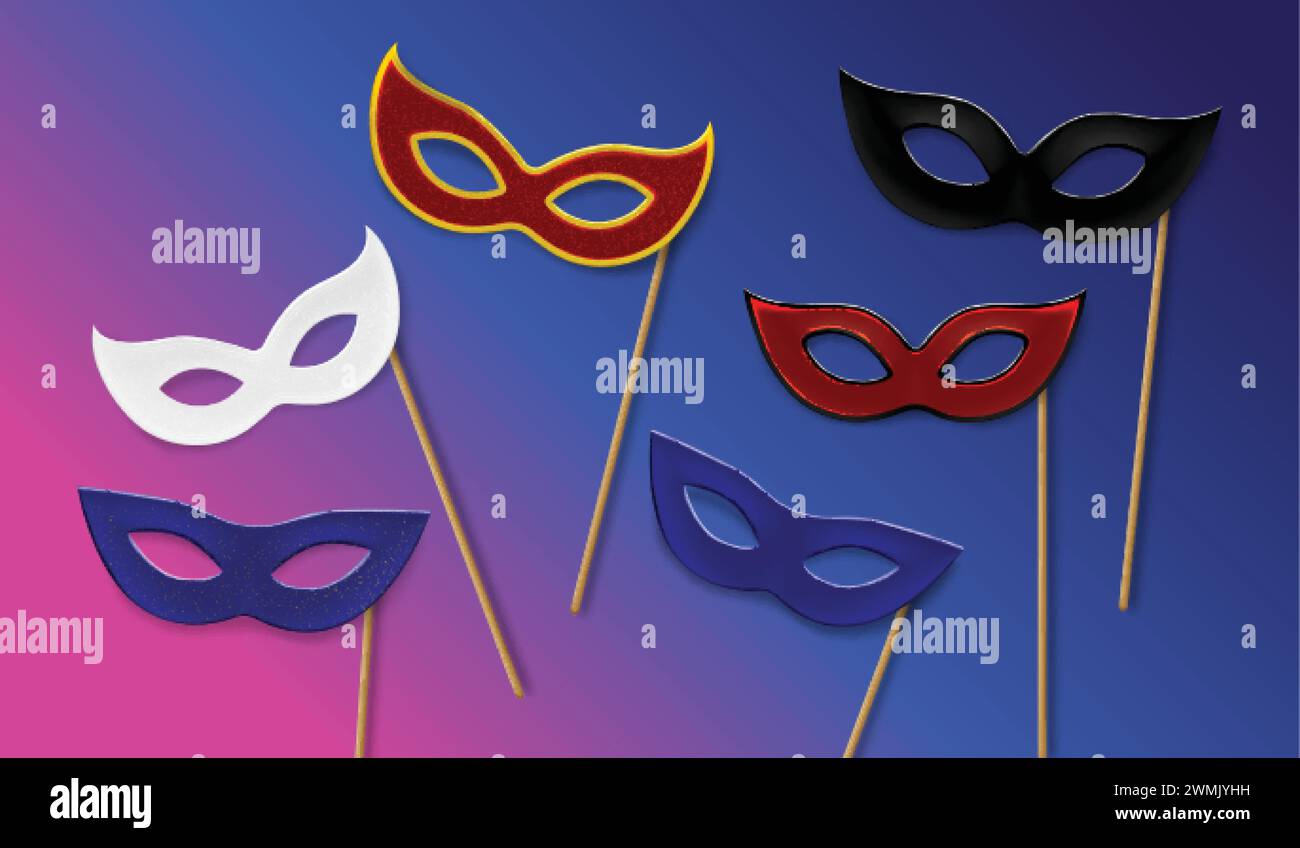 cute carnival mask collection design vector illustration Stock Vector ...