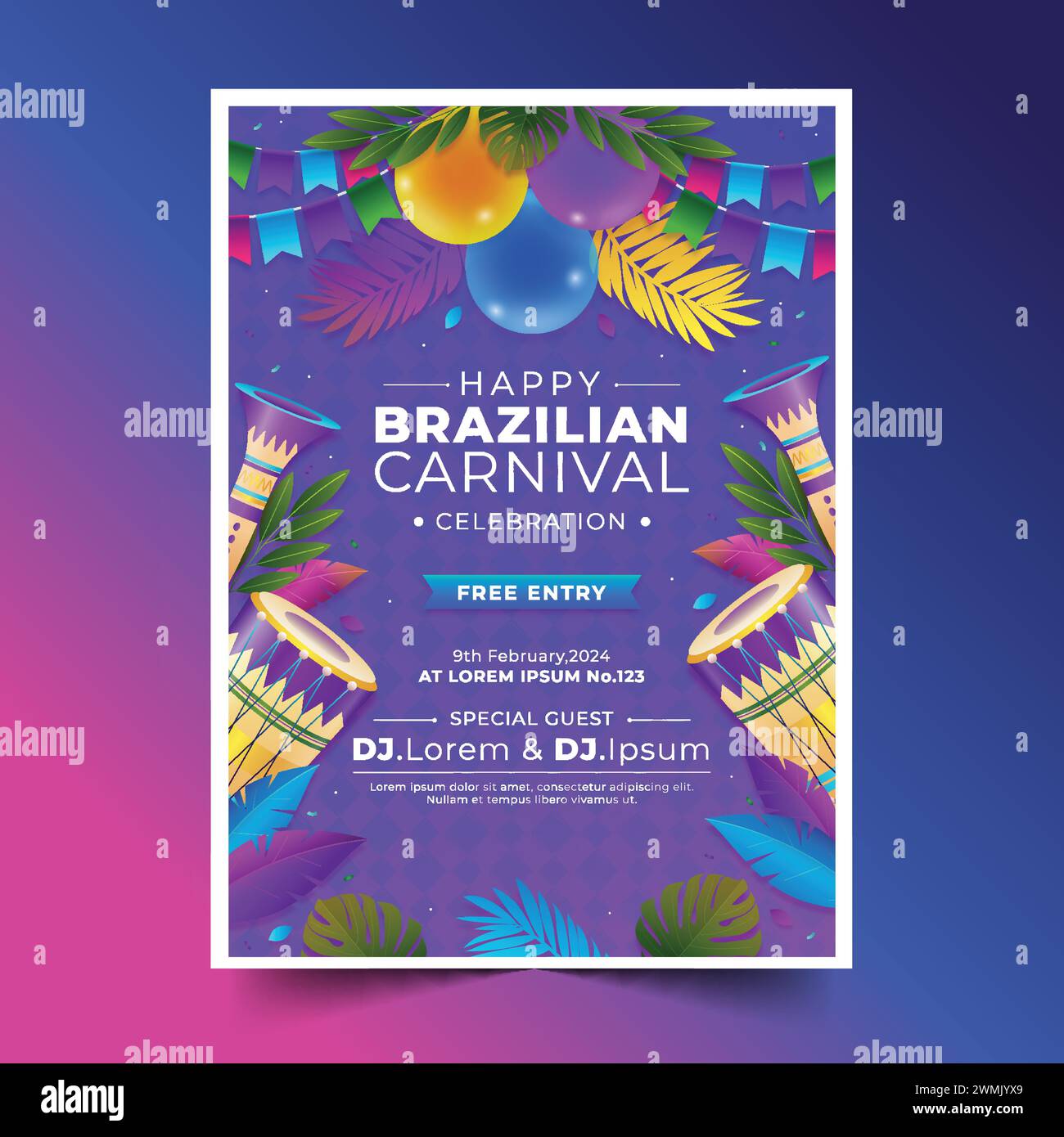 gradient brazilian carnival vertical poster template design vector ...