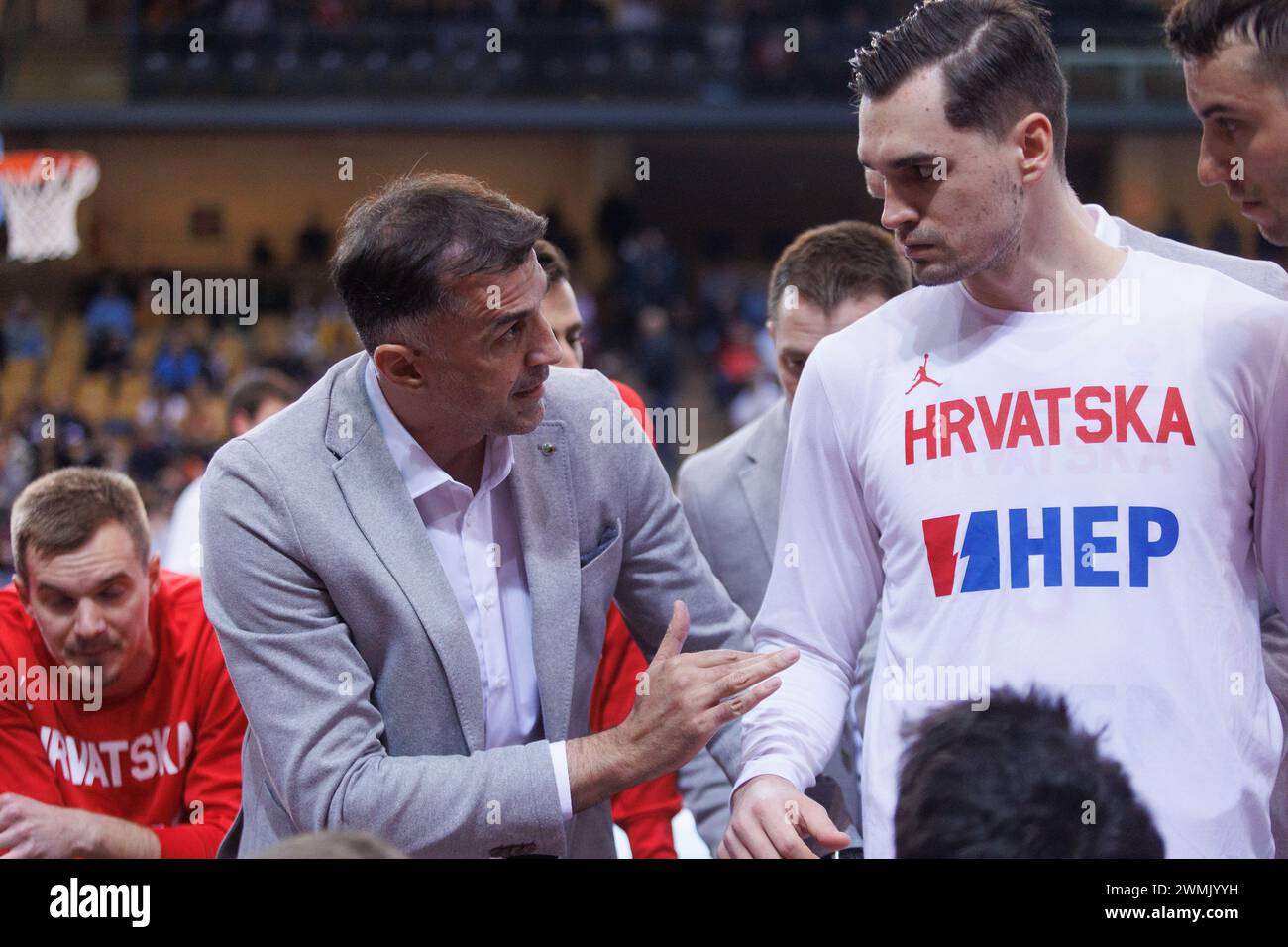 Rijeka, Croatia. 26th Feb, 2024. Croatia Head Coach Josip Sesar speaks ...