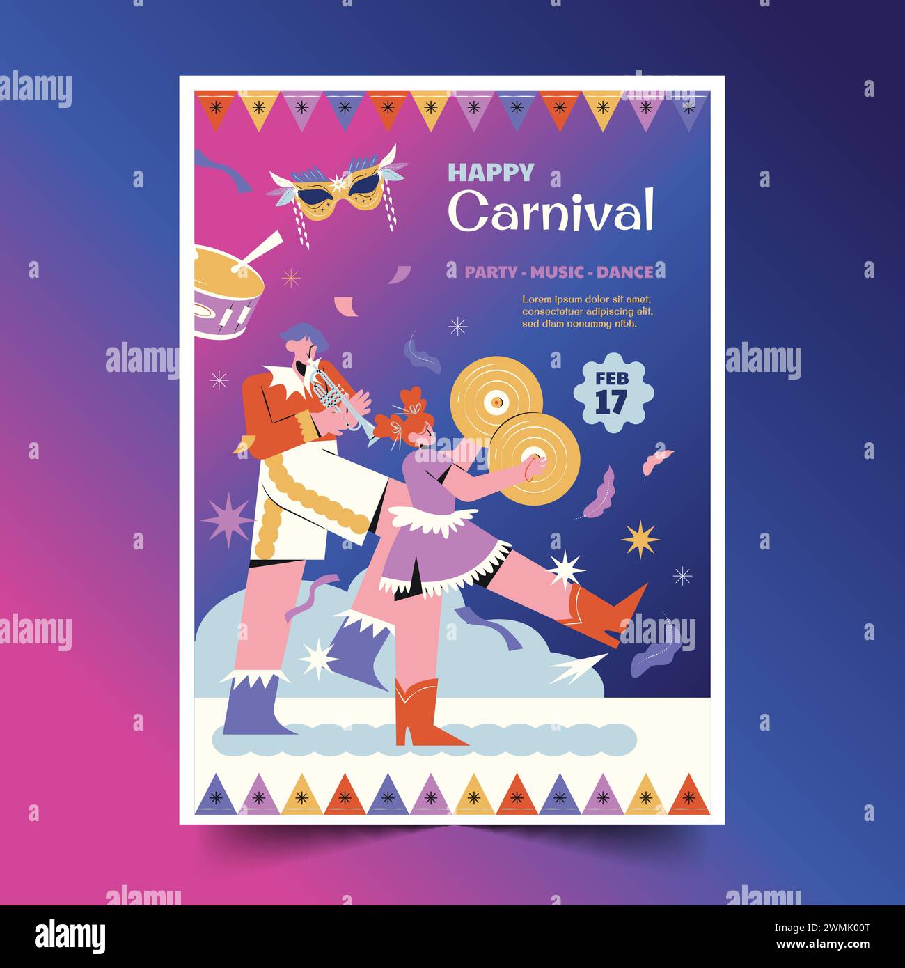 flat carnival vertical poster template design vector illustration Stock ...