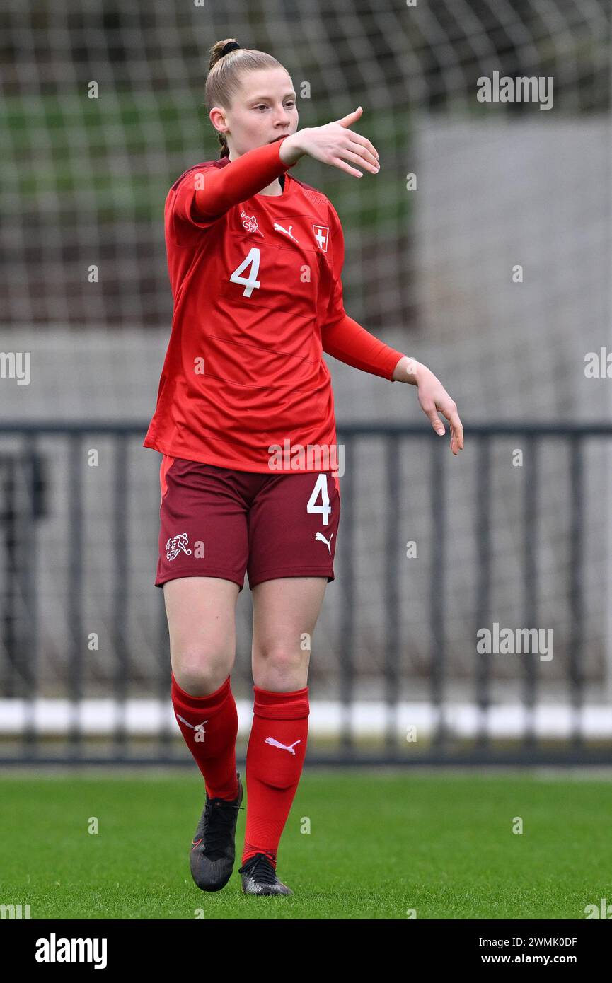 Tubize, Belgium. 26th Feb, 2024. Mia Knapp (4) of Switzerland pictured ...