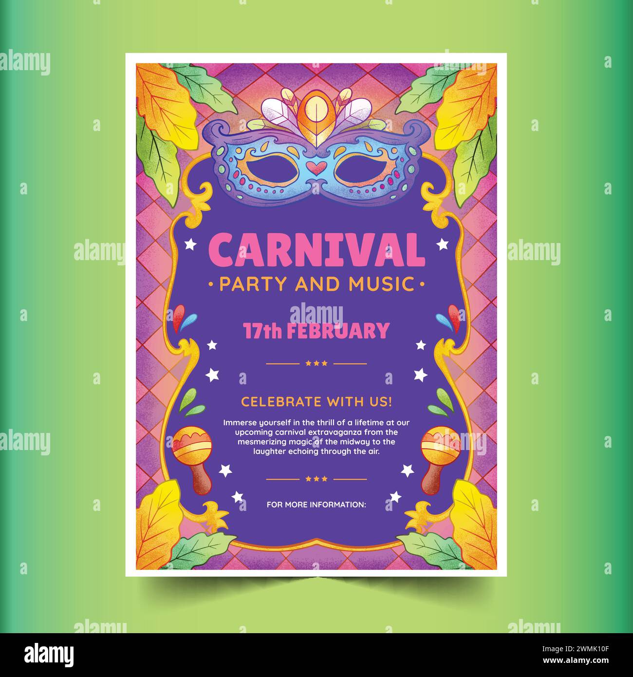 hand drawn carnival vertical poster template design vector illustration ...