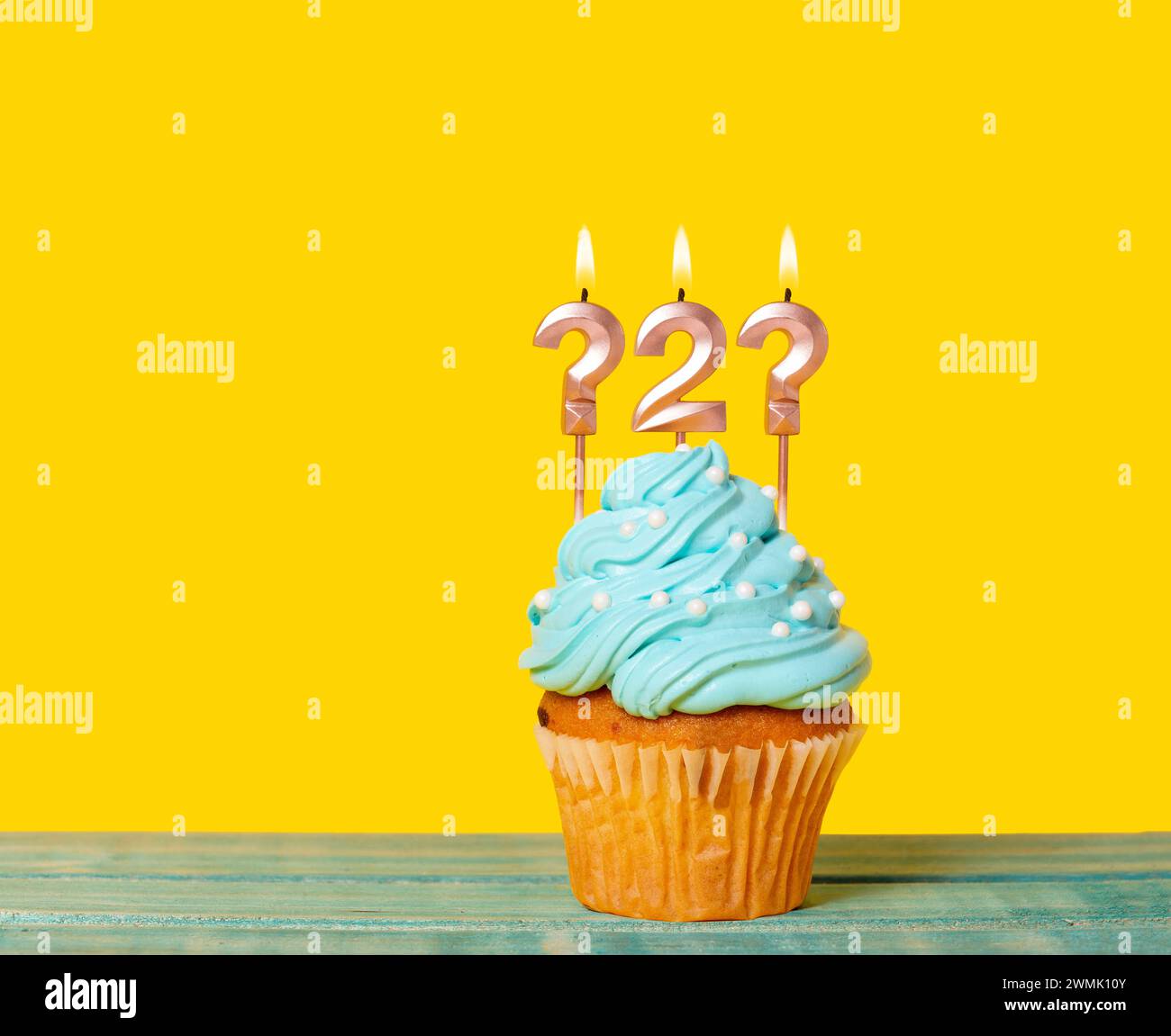 Birthday Cake With Candle Question Mark Number 2 And Question Mark - On ...