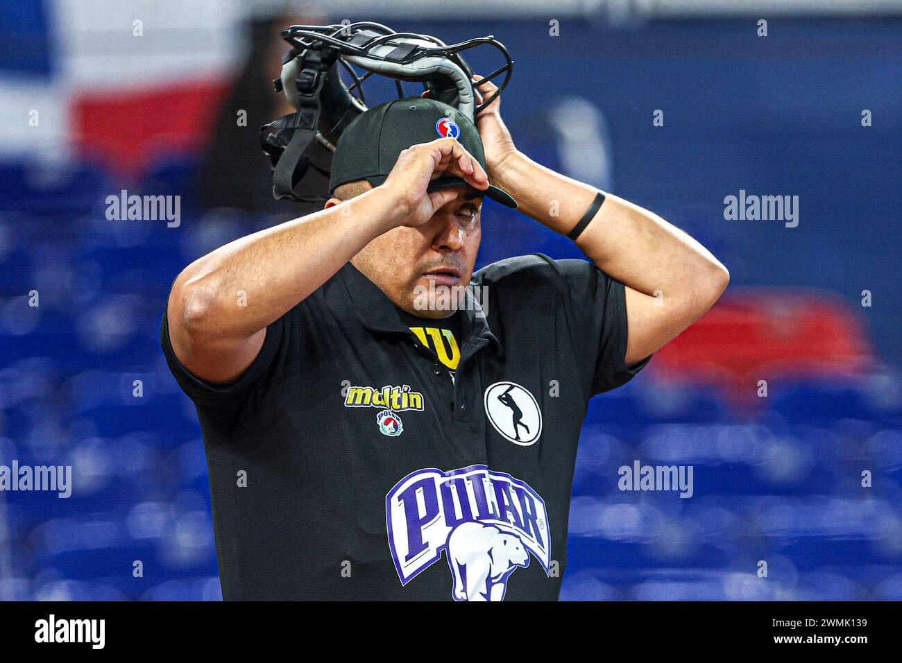 MIAMI, FLORIDA - FEBRUARY 2: Ampayer of Cenfederacion Beisbol de Caribe ...