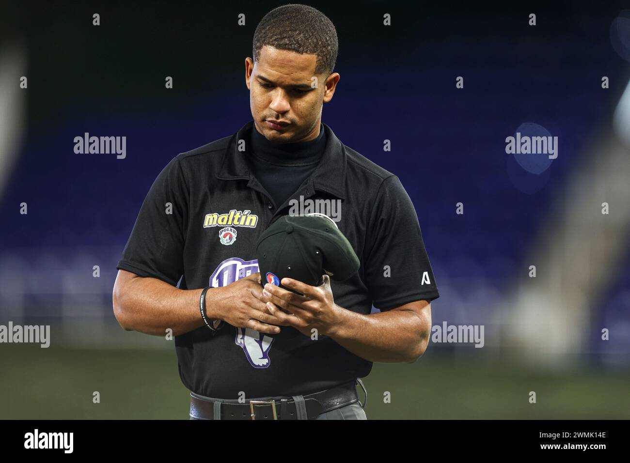 MIAMI, FLORIDA - FEBRUARY 2: Ampayer of Cenfederacion Beisbol de Caribe ...