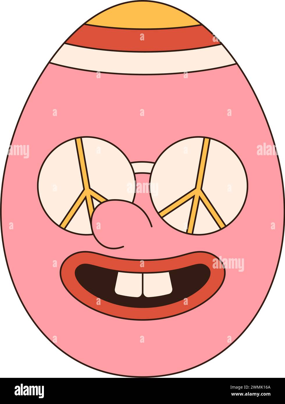 easter egg retro groovy icon. happy easter flat vector illustration ...