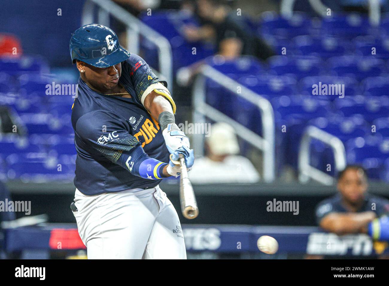 MIAMI, FLORIDA - FEBRUARY 2: Juremi Profar of Curacao tries to hit the ...