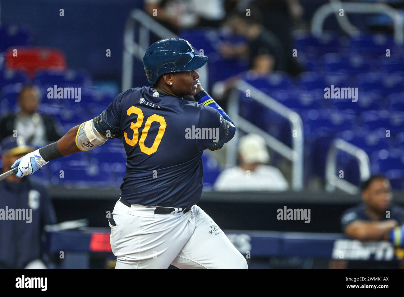 MIAMI, FLORIDA - FEBRUARY 2: Juremi Profar of Curacao tries to hit the ...