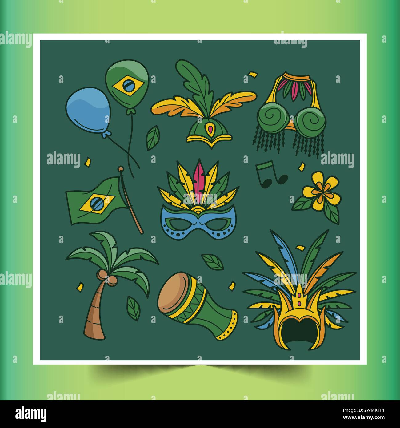 hand drawn brazilian carnival elements collection design vector ...