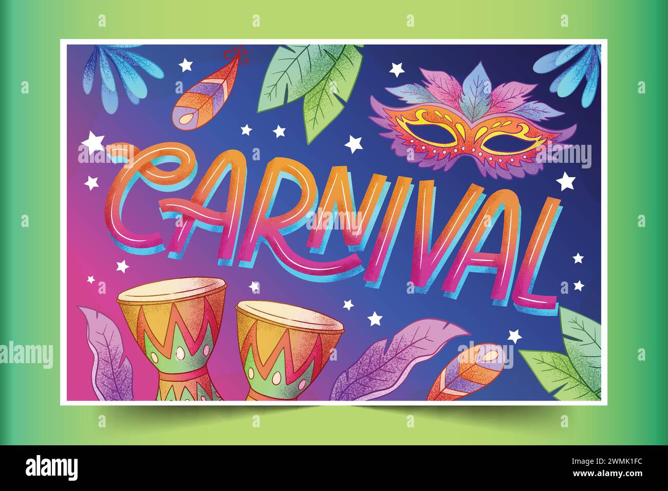 hand drawn carnival lettering template design vector illustration Stock ...