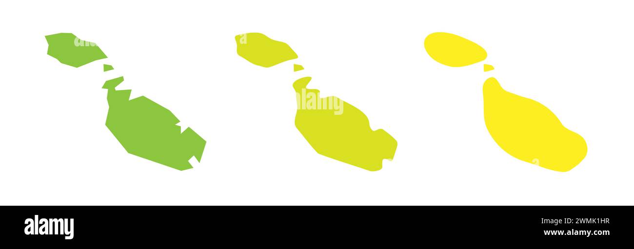 Malta country black outline and colored country silhouettes in three ...