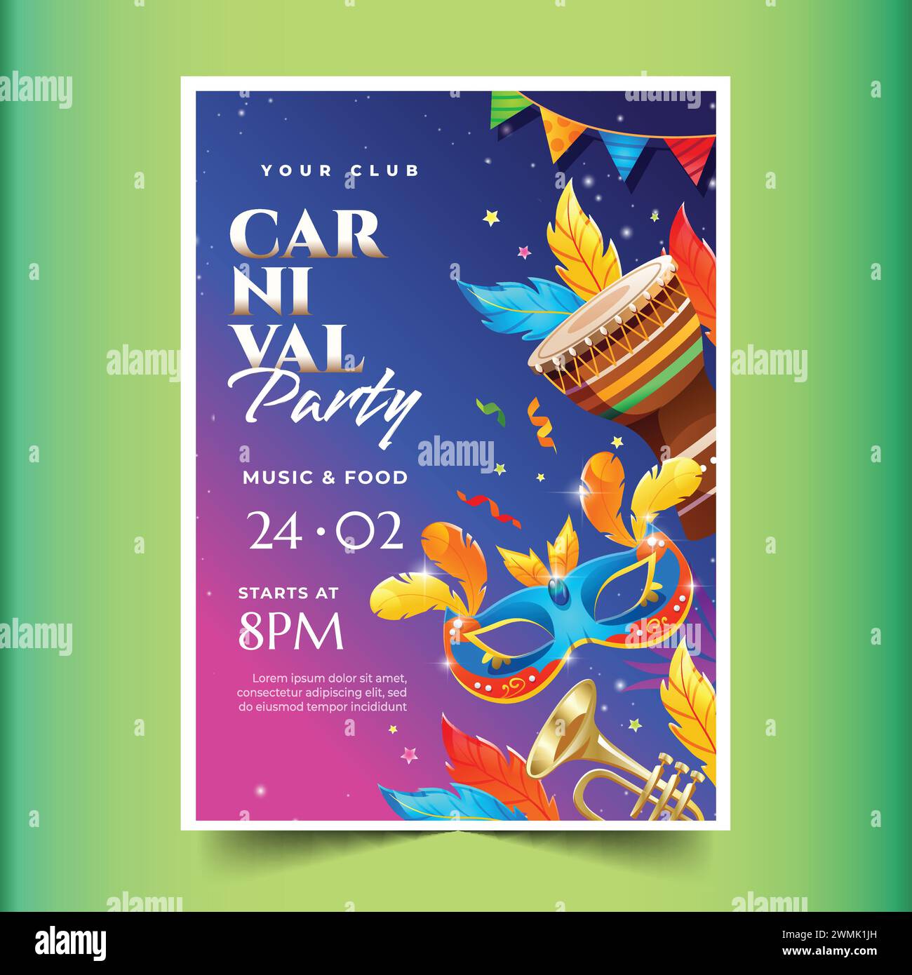 gradient carnival vertical poster template design vector illustration ...