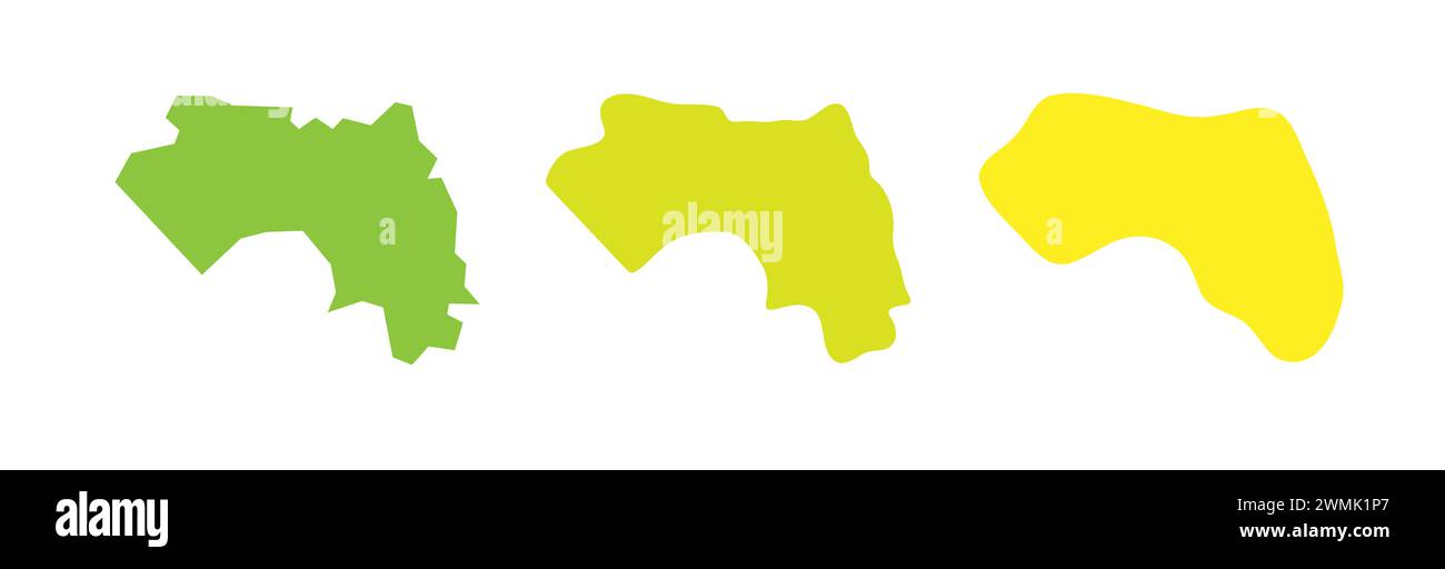 Guinea country black outline and colored country silhouettes in three ...