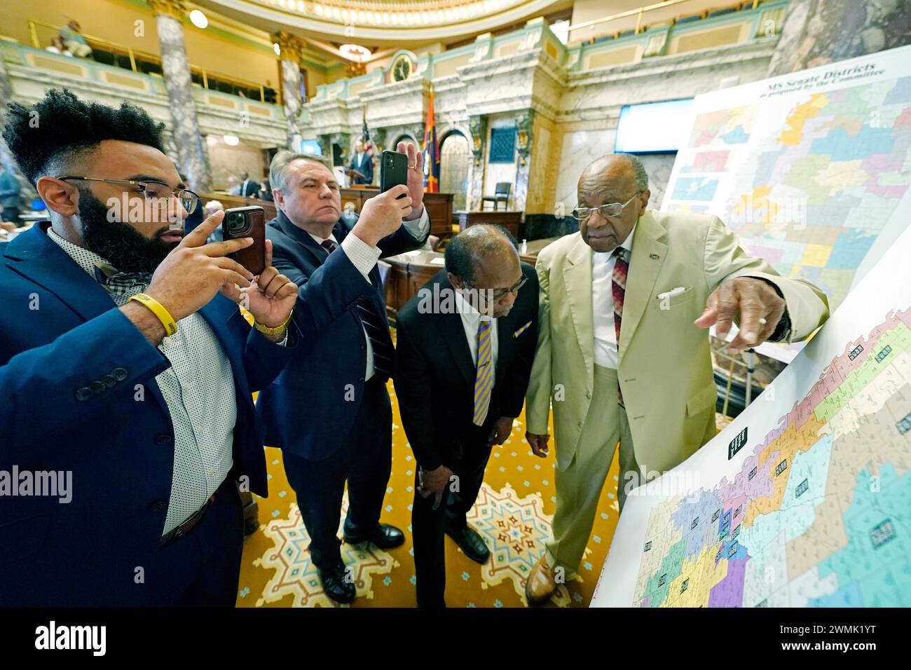 FILE - Mississippi state Sens. Rod Hickman, D-Macon, left; Michael ...