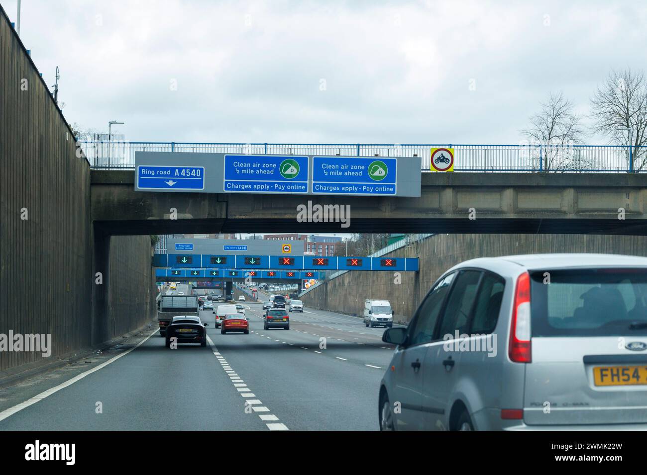 Signage on the A38 Aston Exressway that leading into Birmingham City ...