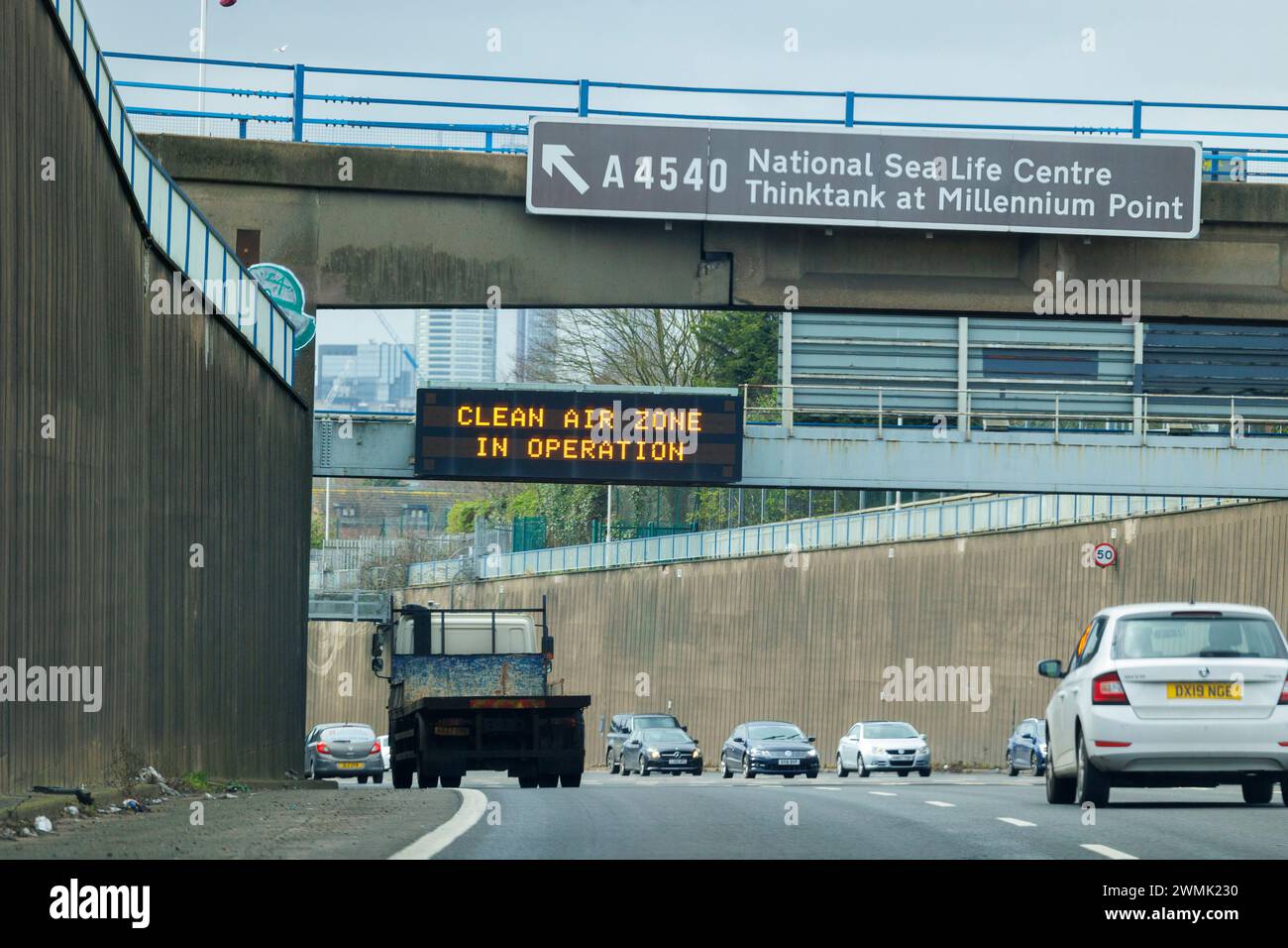 Signage on the A38 Aston Exressway that leading into Birmingham City ...