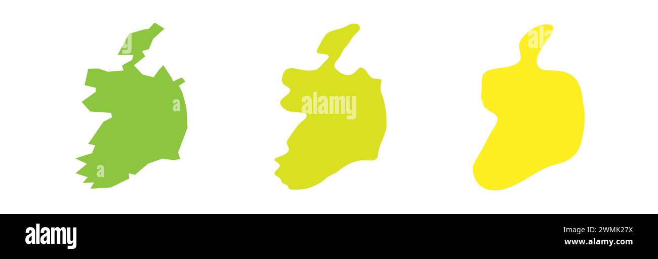 Ireland country black outline and colored country silhouettes in three ...