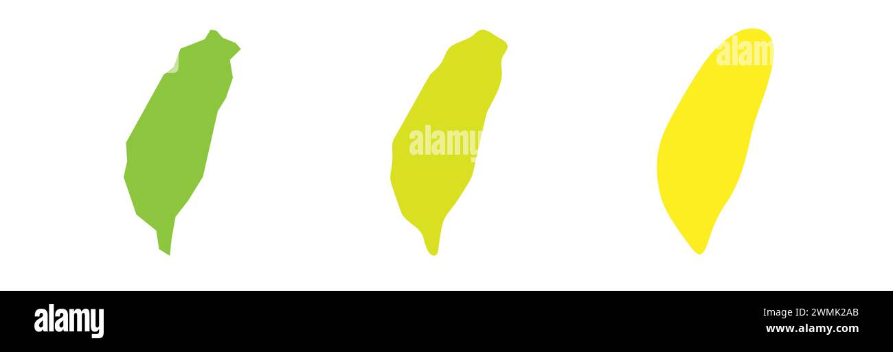 Taiwan country black outline and colored country silhouettes in three ...