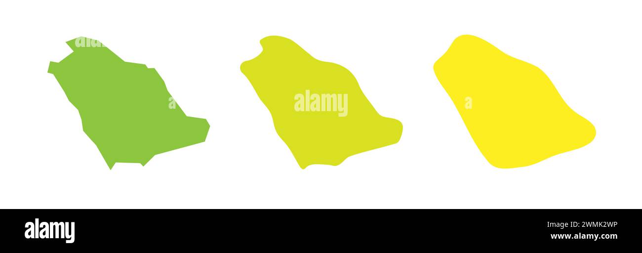 Saudi Arabia country black outline and colored country silhouettes in ...