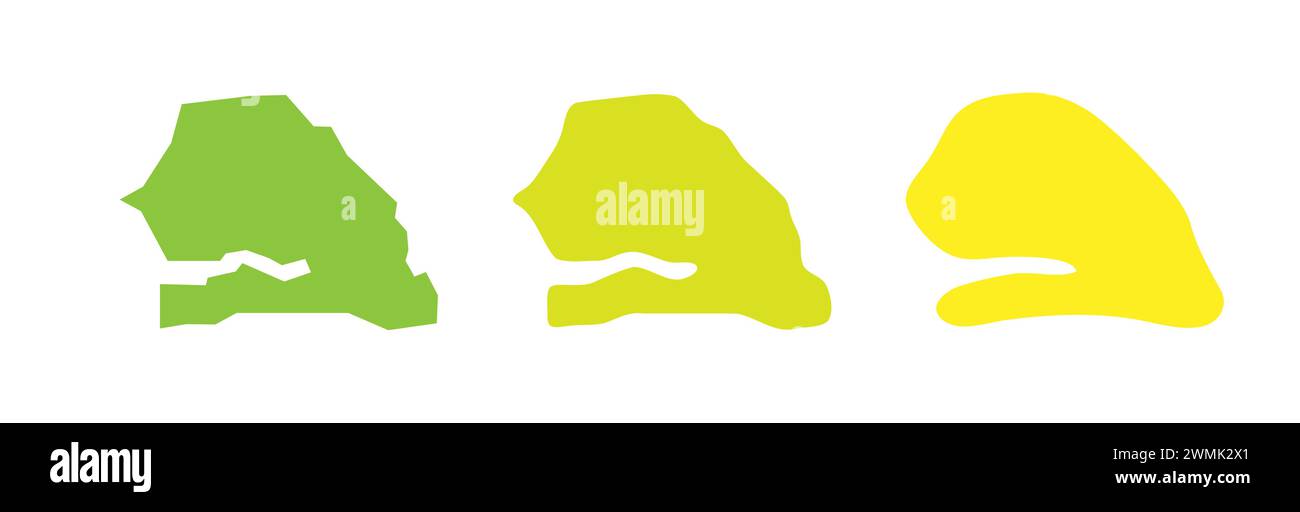 Senegal country black outline and colored country silhouettes in three ...