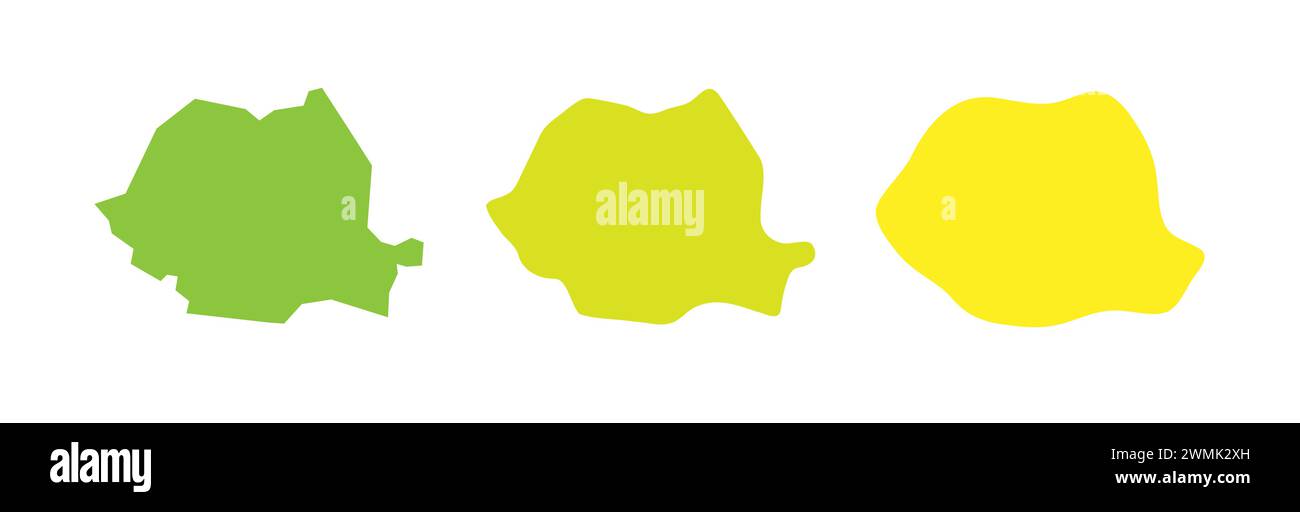 Romania country black outline and colored country silhouettes in three ...