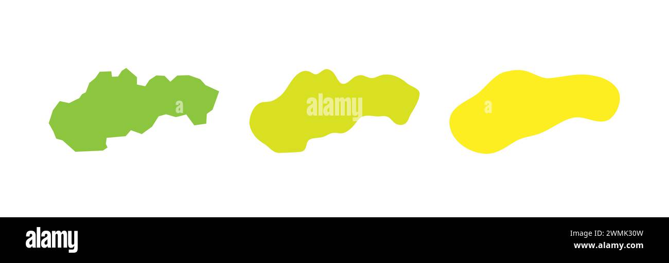 Slovakia country black outline and colored country silhouettes in three ...