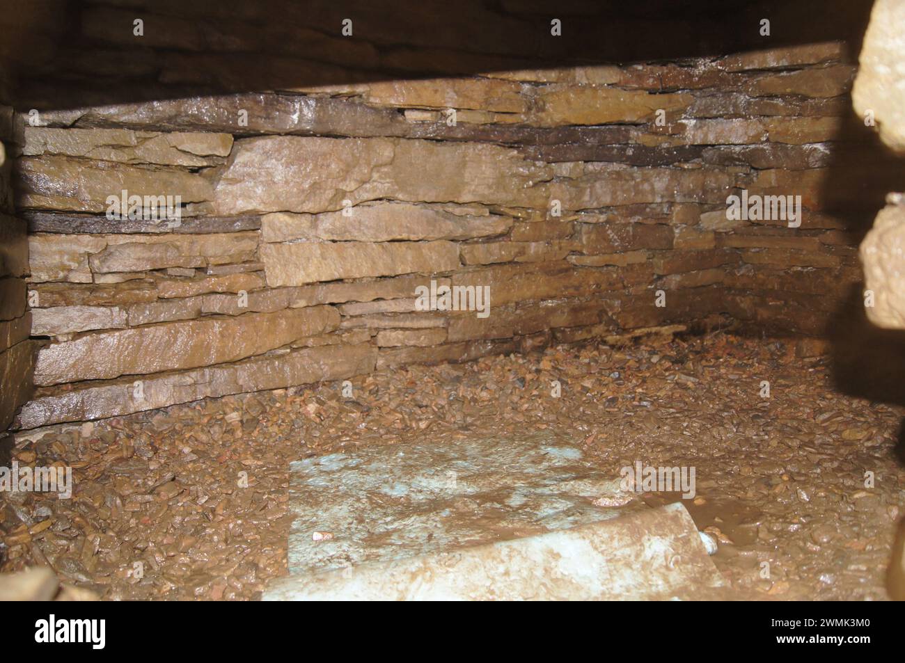 Interior of the Wideford Hill Neolithic Chambered Cairn circa 3000BCE ...