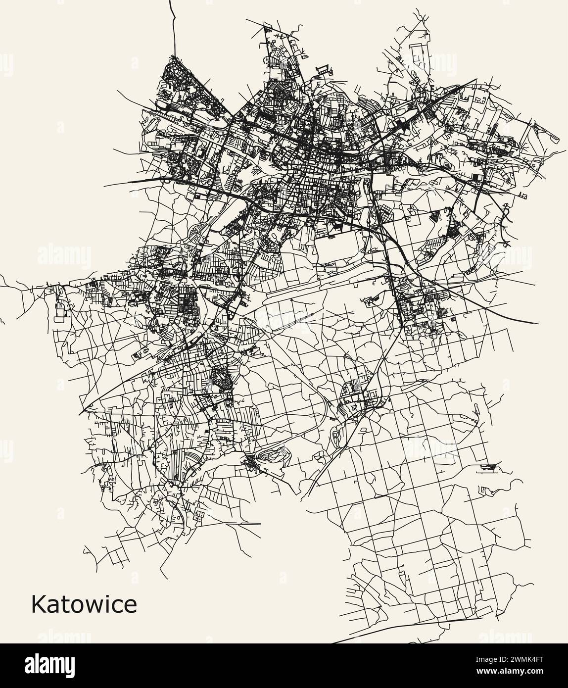 Vector city road map of Katowice, Poland Stock Vector Image & Art - Alamy