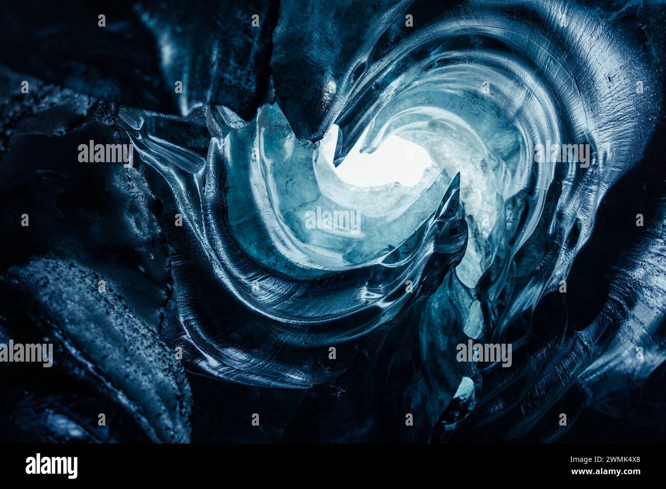 Impressive ice structures, big blue frozen rocks of frigid structure in ...