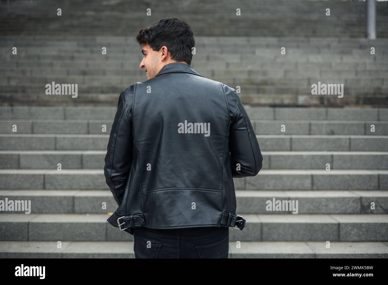 Leather jacket back view hi-res stock photography and images - Alamy